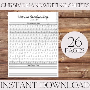 Traditional Cursive Practice Sheets - Etsy