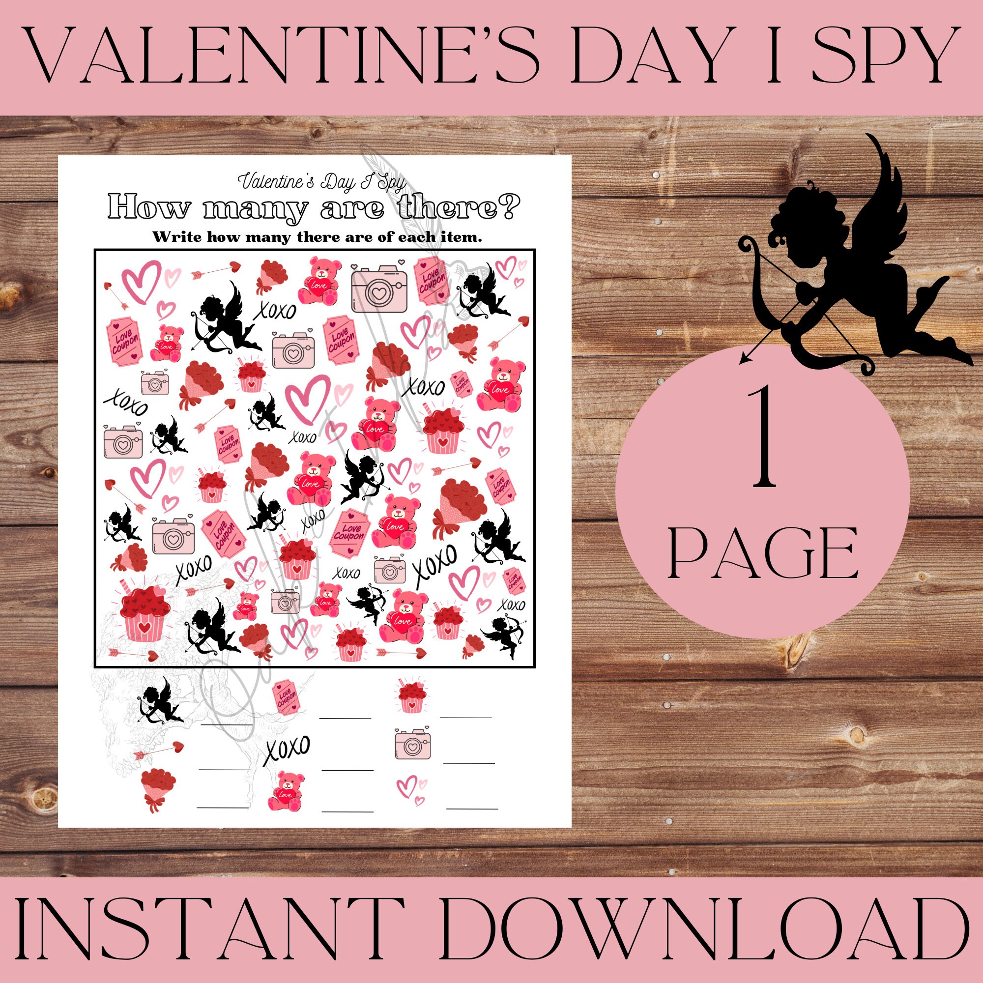 Valentines Day I Spy Printable I Spy for Kids Valentines Game Printable ...