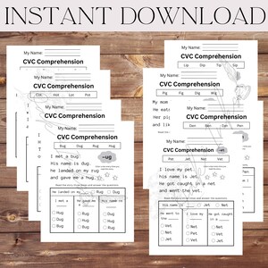 CVC Reading Comprehension | Learning | Kindergarten | Homeschool | Easy ...