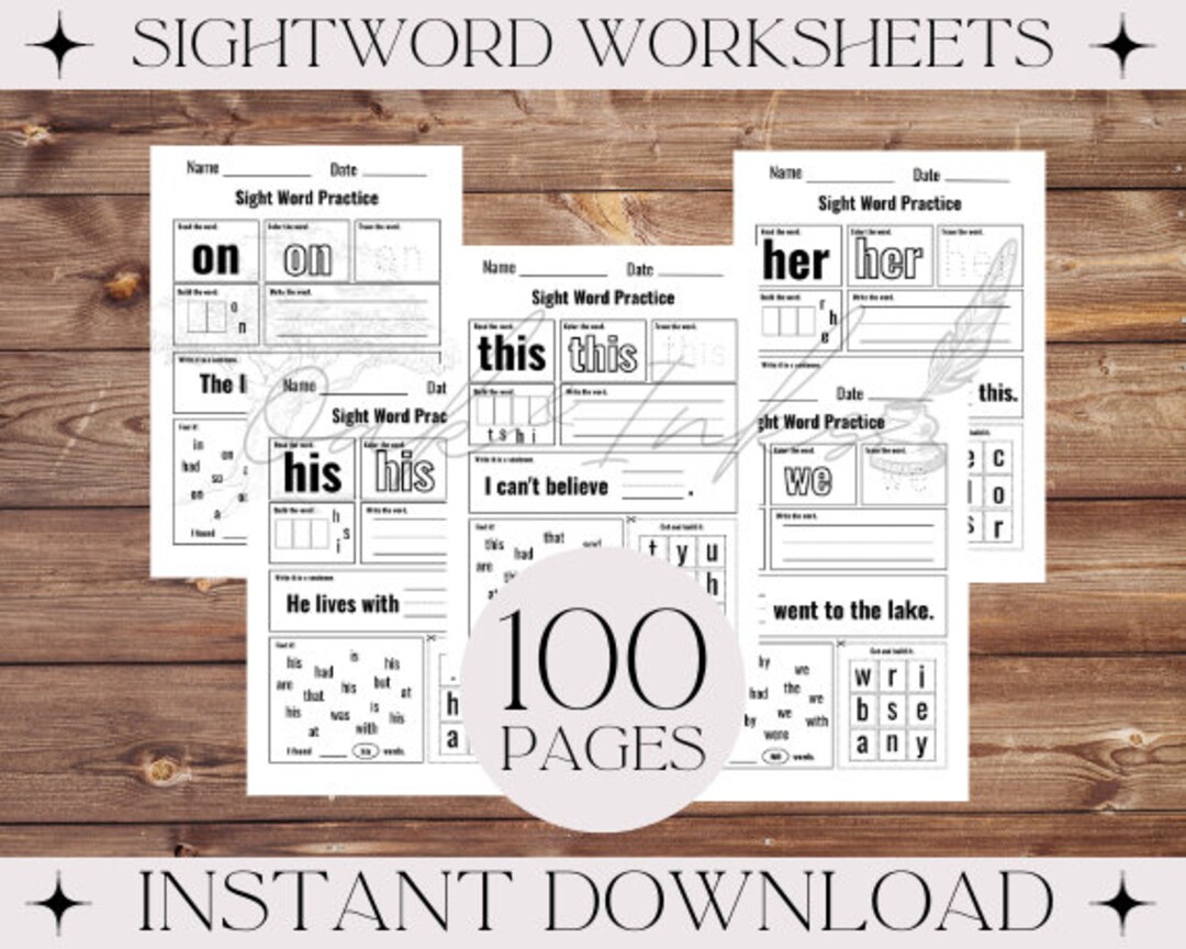 100 Printable Sight Words Worksheets | Learning | Kindergarten ...