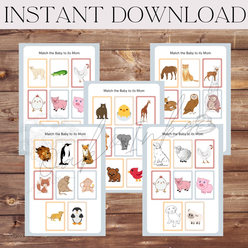 Matching Animals | Card Game | Printable | Digital Down | Homeschool ...