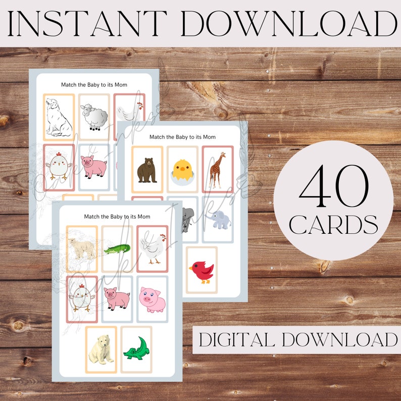 Matching Animals | Card Game | Printable | Digital Down | Homeschool ...