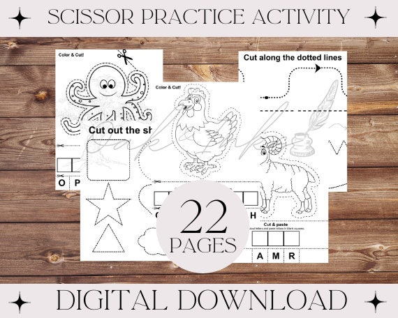 Scissor Practice Worksheets | Printable | Kindergarten | Cutting ...
