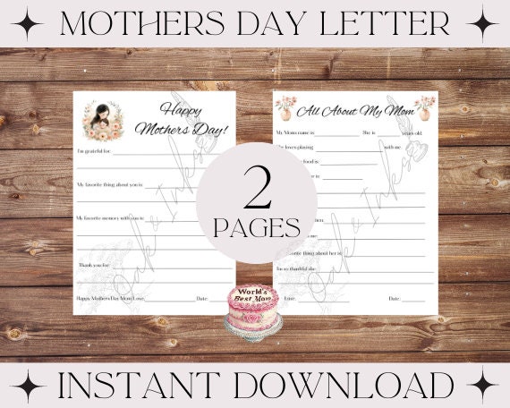 Mothers Day Letters | Gift for Mom | Letters | Fill in the Blank ...
