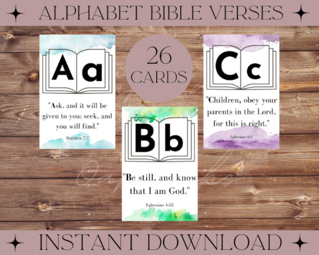 Watercolor Alphabet Scripture Cards | ABC | Memorization | Bible Verses ...