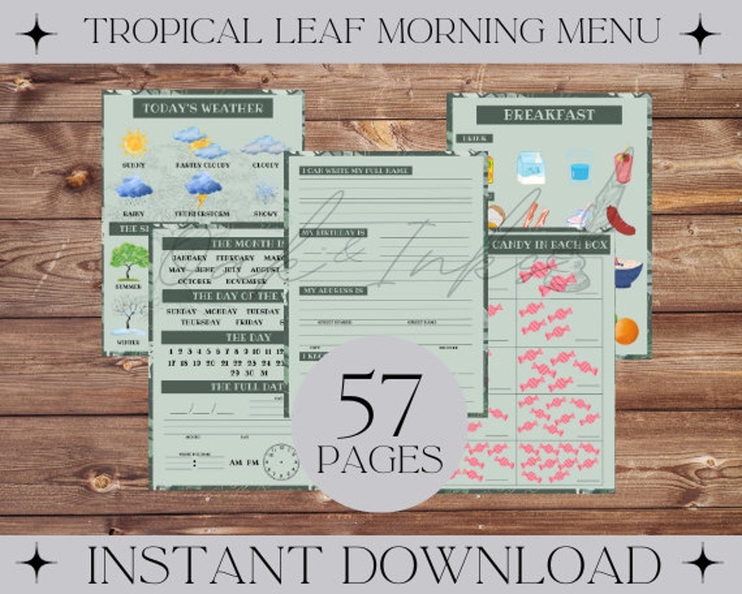 Tropical Leaf Morning Menu | Jungle Theme | Kindergarten | Homeschool ...