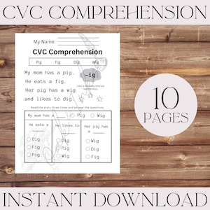 CVC Reading Comprehension | Learning | Kindergarten | Homeschool | Easy ...