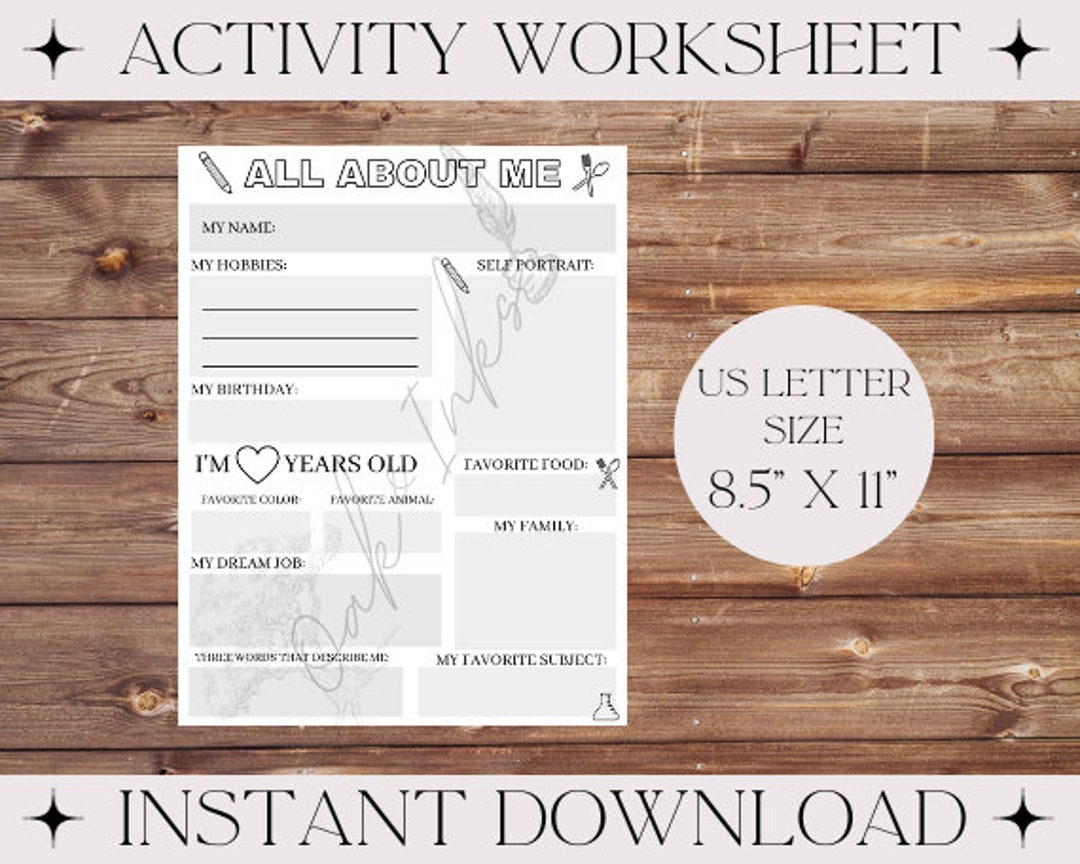 All About Me Worksheet | Gray | Printable | Kindergarten | Favorite ...