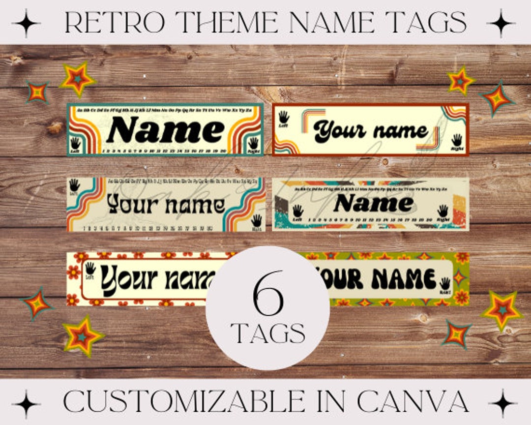 Retro Desk Name Tags | Name Plates | School | Kindergarten | Theme ...