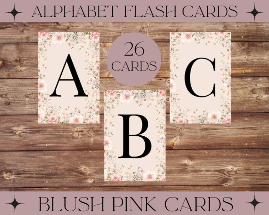 Blush Flower Alphabet Flash Cards | Alphabet | Memorization | ABC | 5x7 ...