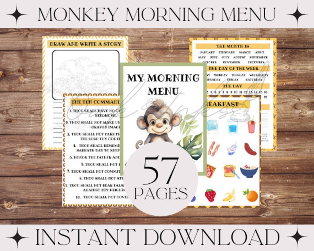 Monkey Morning Menu | Preschool | Kindergarten | Homeschool | Morning ...