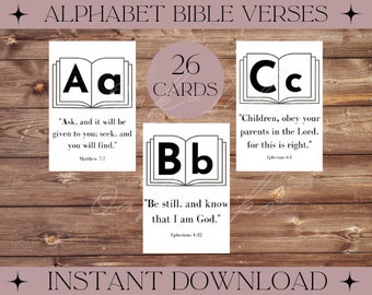 Alphabet Bible Verses Flashcards, Educational Flashcard, ABC Printable ...