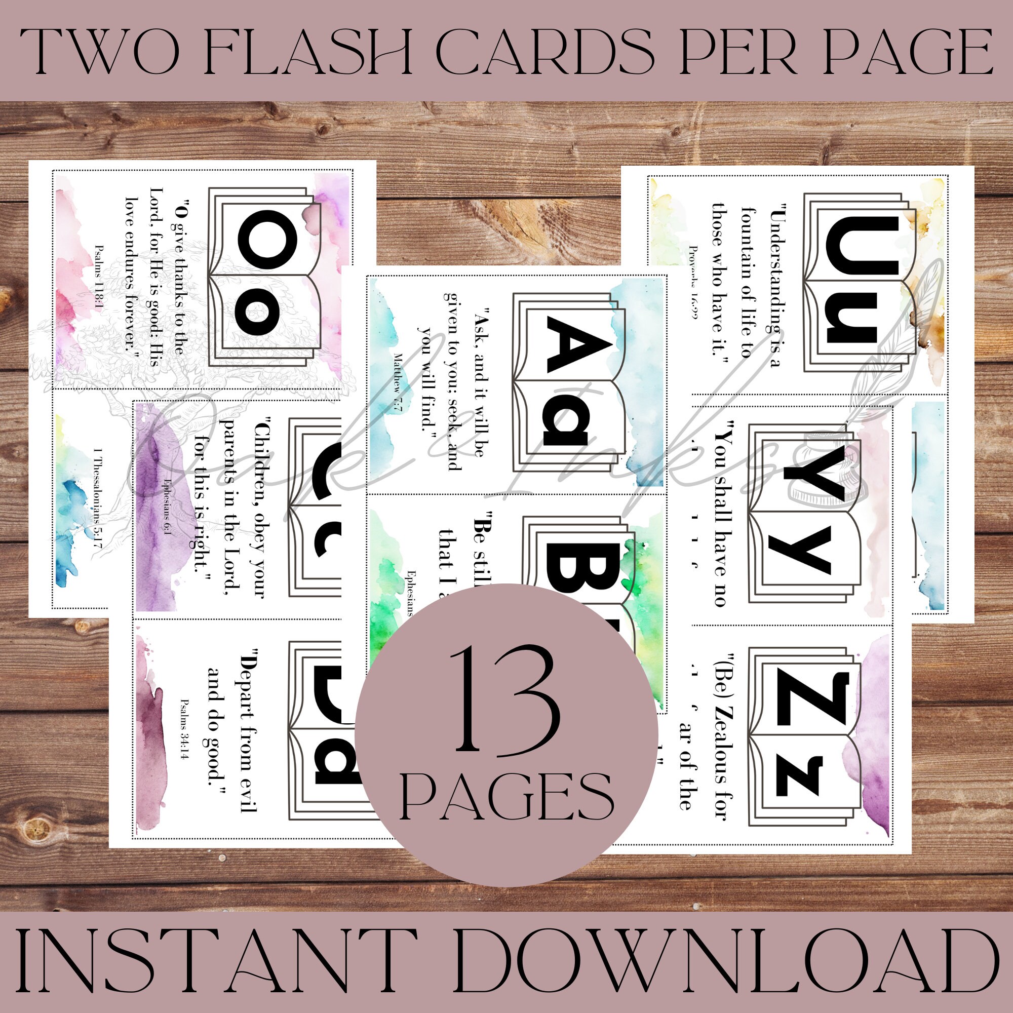 Watercolor Alphabet Scripture Cards | ABC | Memorization | Bible Verses ...