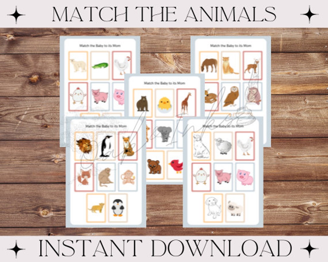Matching Animals | Card Game | Printable | Digital Down | Homeschool ...