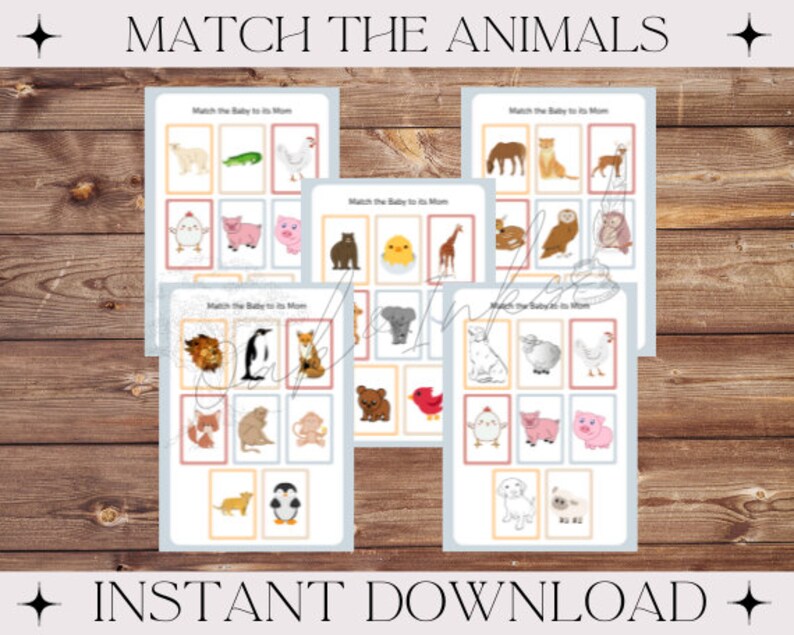 Matching Animals | Card Game | Printable | Digital Down | Homeschool ...