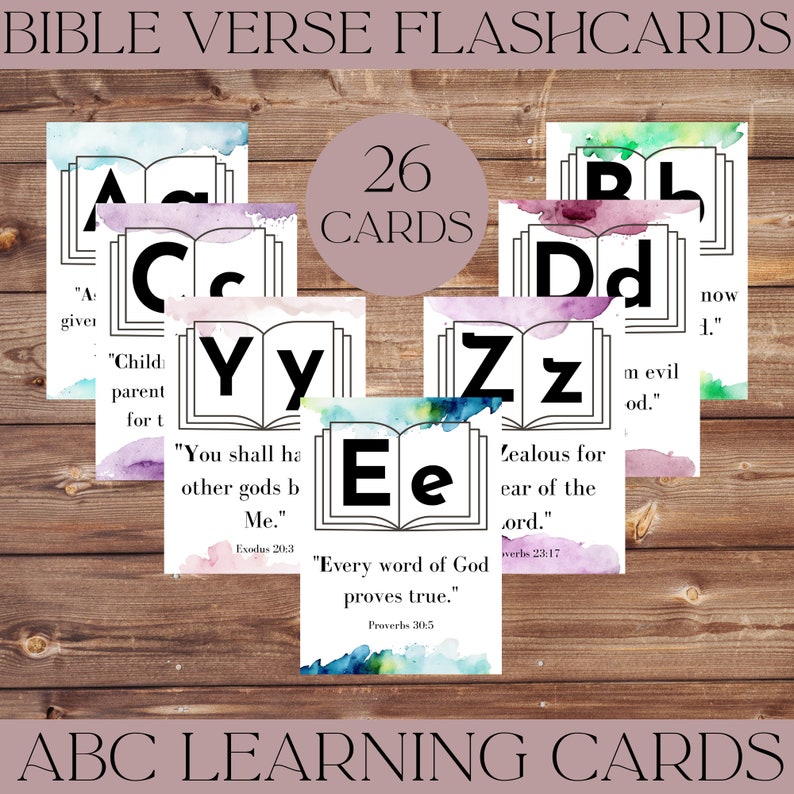 Watercolor Alphabet Scripture Cards | ABC | Memorization | Bible Verses ...