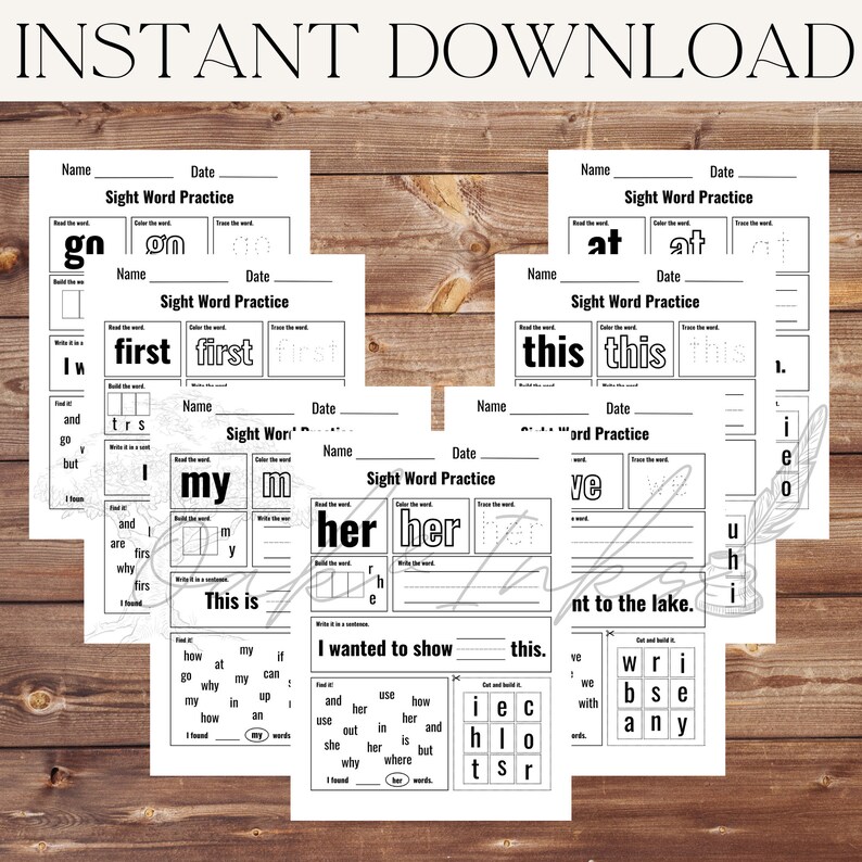 100 Printable Sight Words Worksheets Learning Kindergarten Homeschool ...