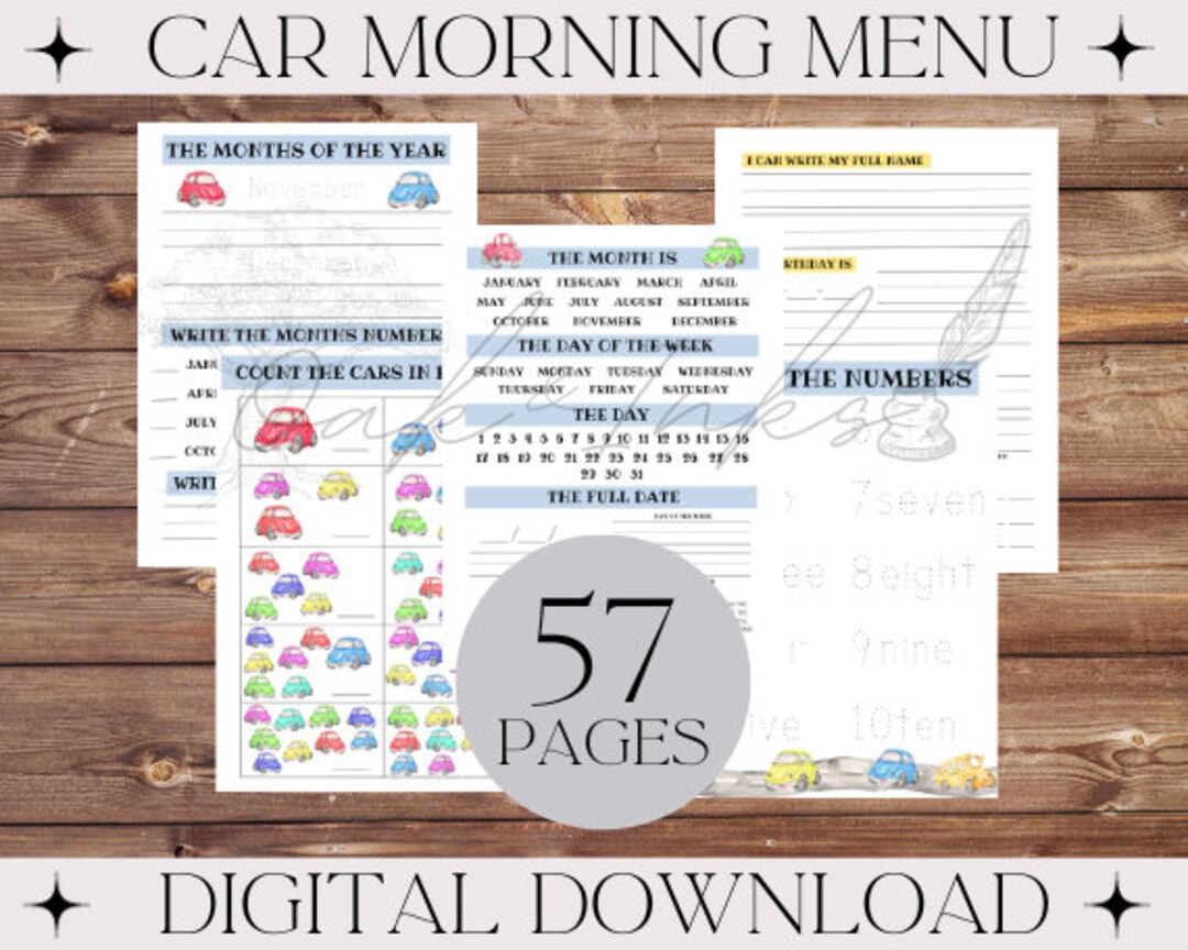 Car Morning Menu | Preschool | Kindergarten | Homeschool | Morning ...