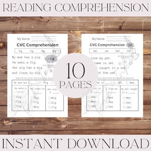 CVC Reading Comprehension | Learning | Kindergarten | Homeschool | Easy ...