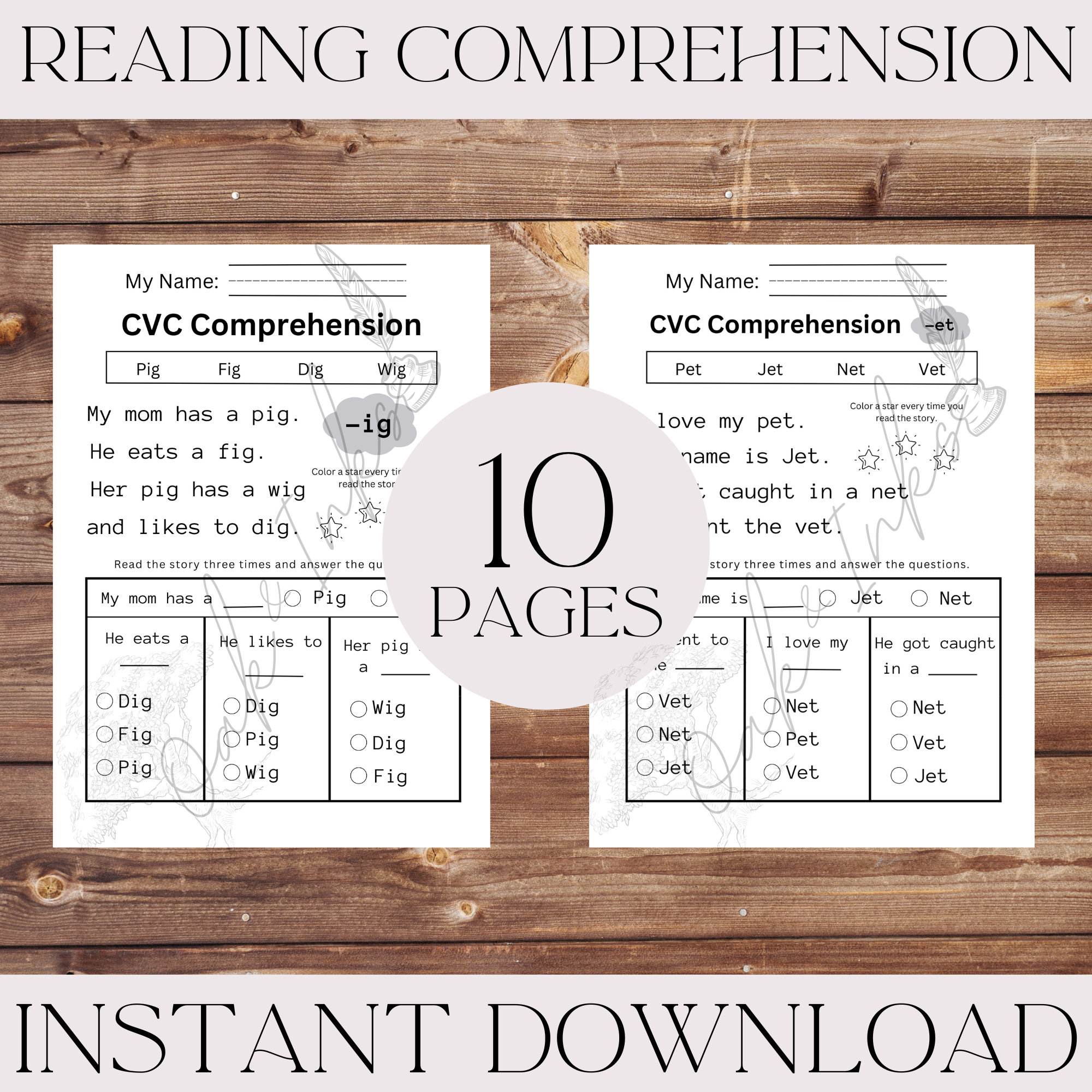 CVC Reading Comprehension | Learning | Kindergarten | Homeschool | Easy ...