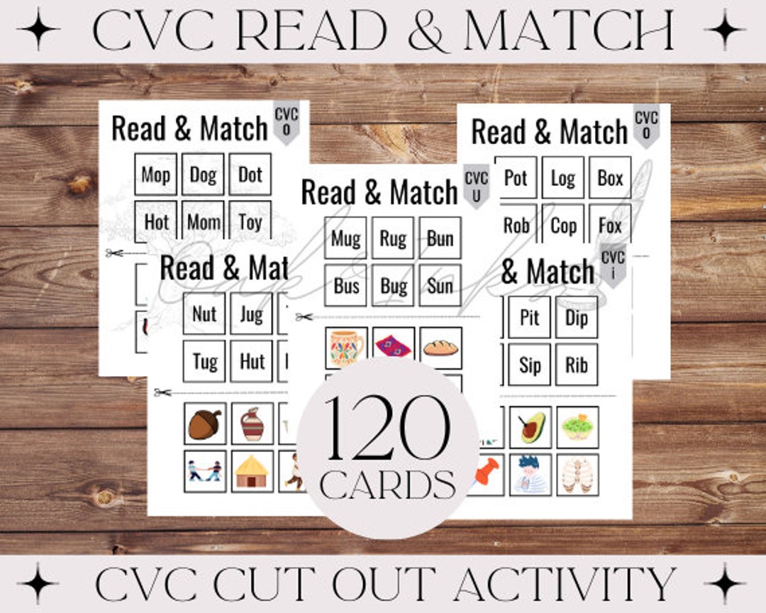 CVC Read and Match | Cut and Paste | Matching Game | Educational | Fun ...