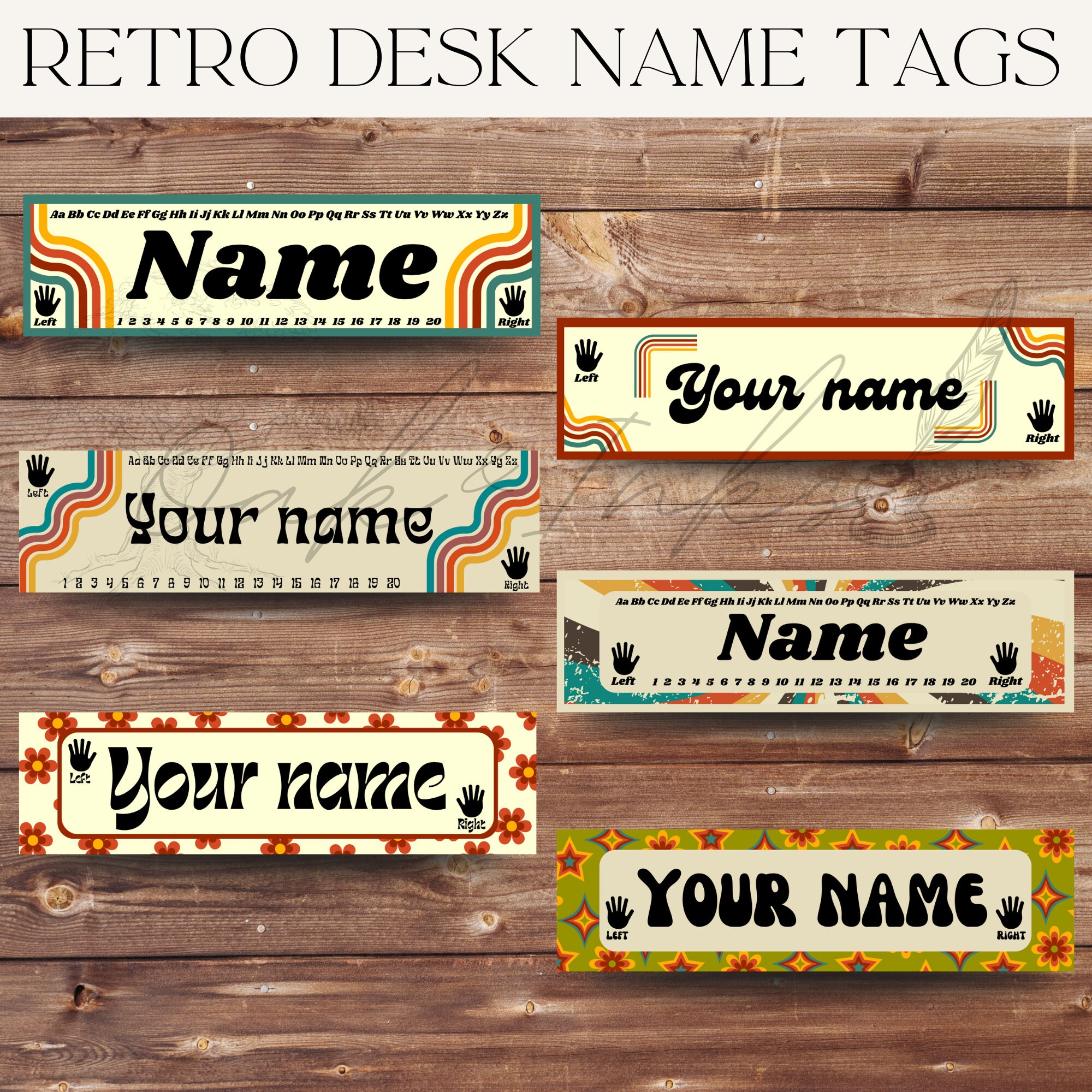 Retro Desk Name Tags | Name Plates | School | Kindergarten | Theme ...