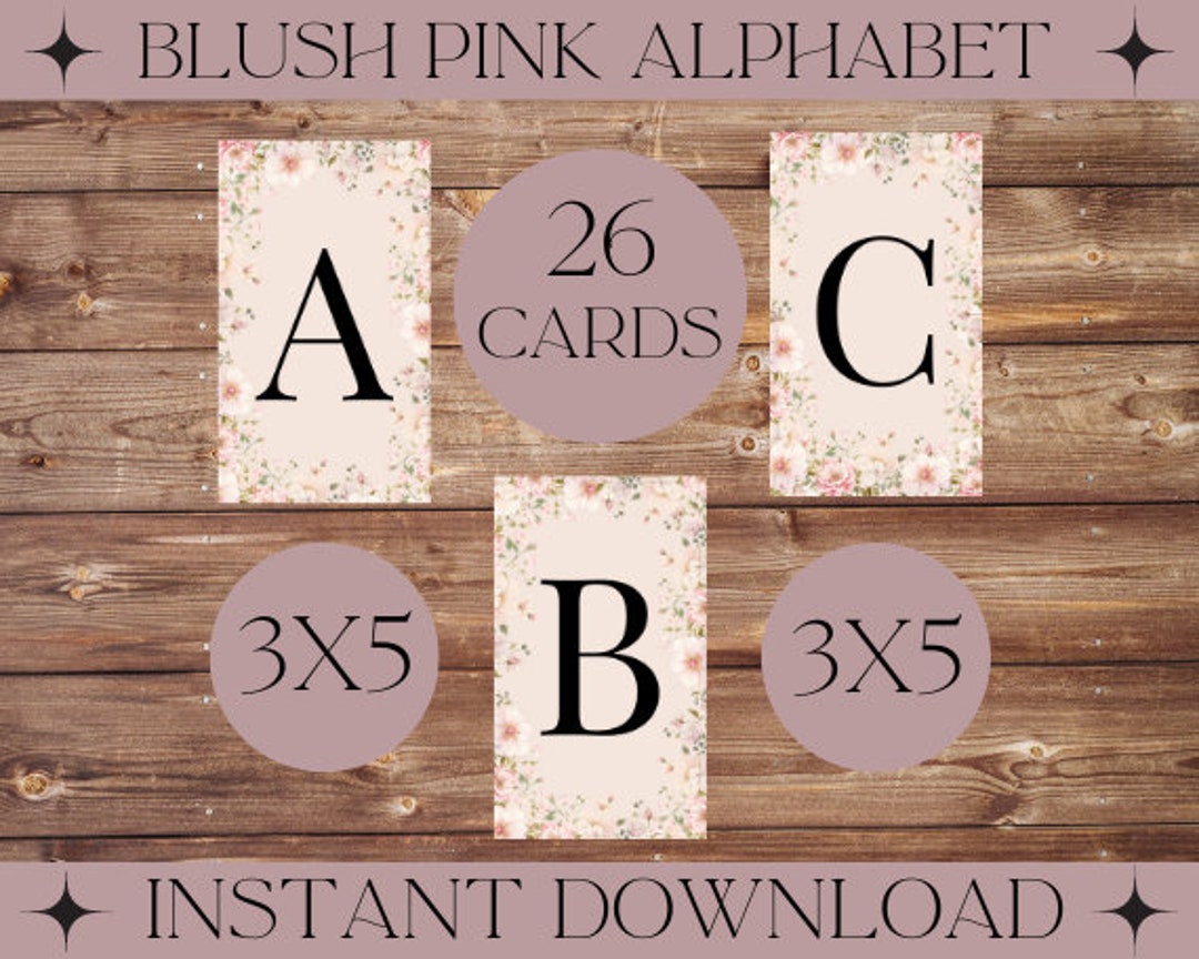 Blush Flower Alphabet Flash Cards | Alphabet | Memorization | ABC | 3x5 ...