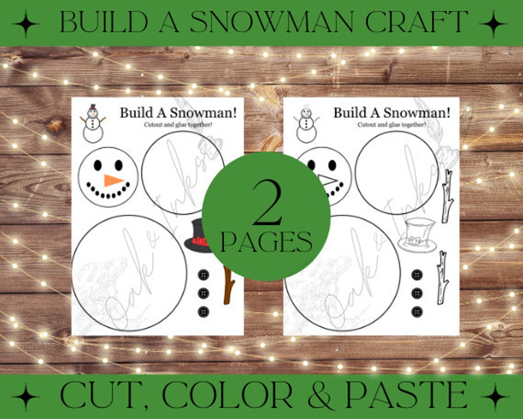 Build a Snowman | Christmas Craft | Cut and Paste | Color | Digital ...
