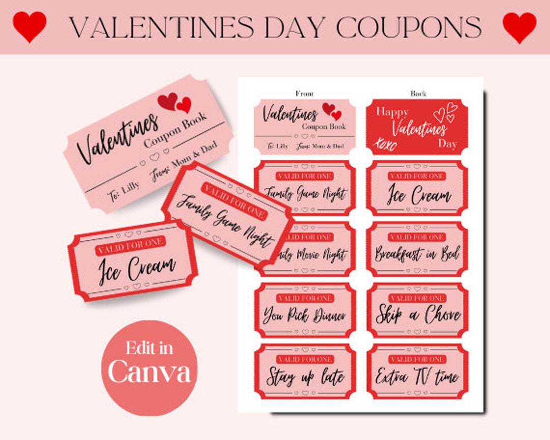 Editable Valentines Day Coupon Book | Printable Coupons for Kids ...