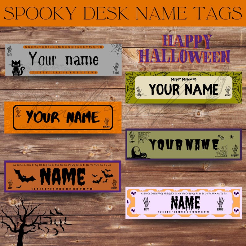 Halloween Desk Name Tags | Name Plates | School | Kindergarten | Theme ...