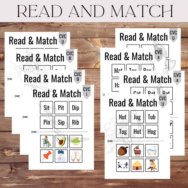 CVC Read and Match | Cut and Paste | Matching Game | Educational | Fun ...