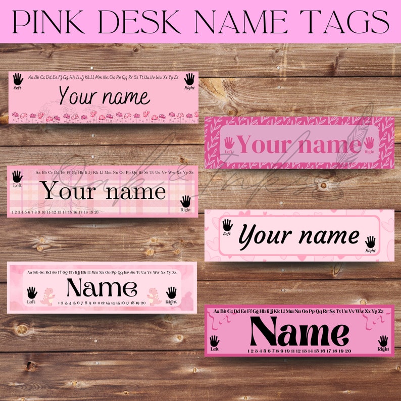 Pink Desk Name Tags | Name Plates | School | Kindergarten | Instant ...