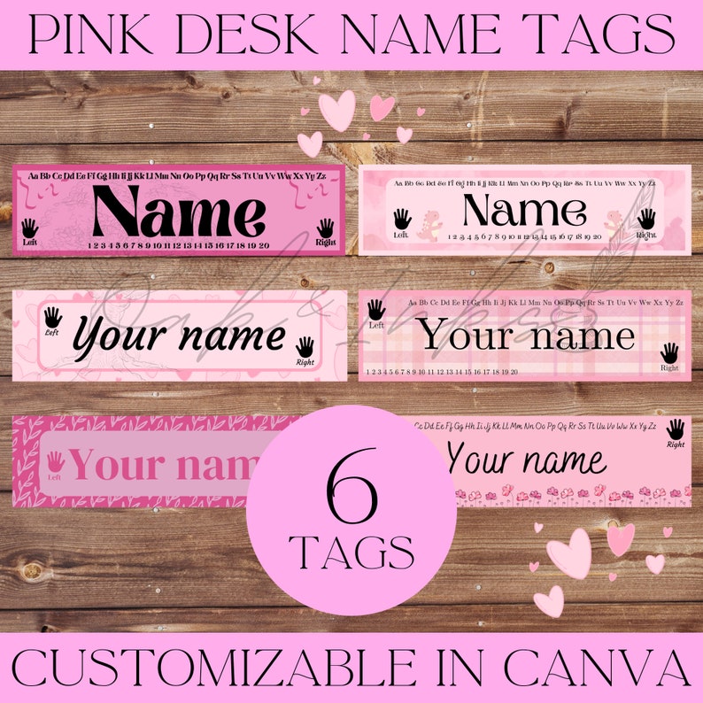Pink Desk Name Tags | Name Plates | School | Kindergarten | Instant ...