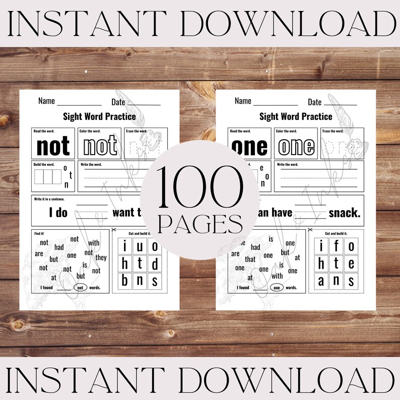 100 Printable Sight Words Worksheets Learning Kindergarten Homeschool ...