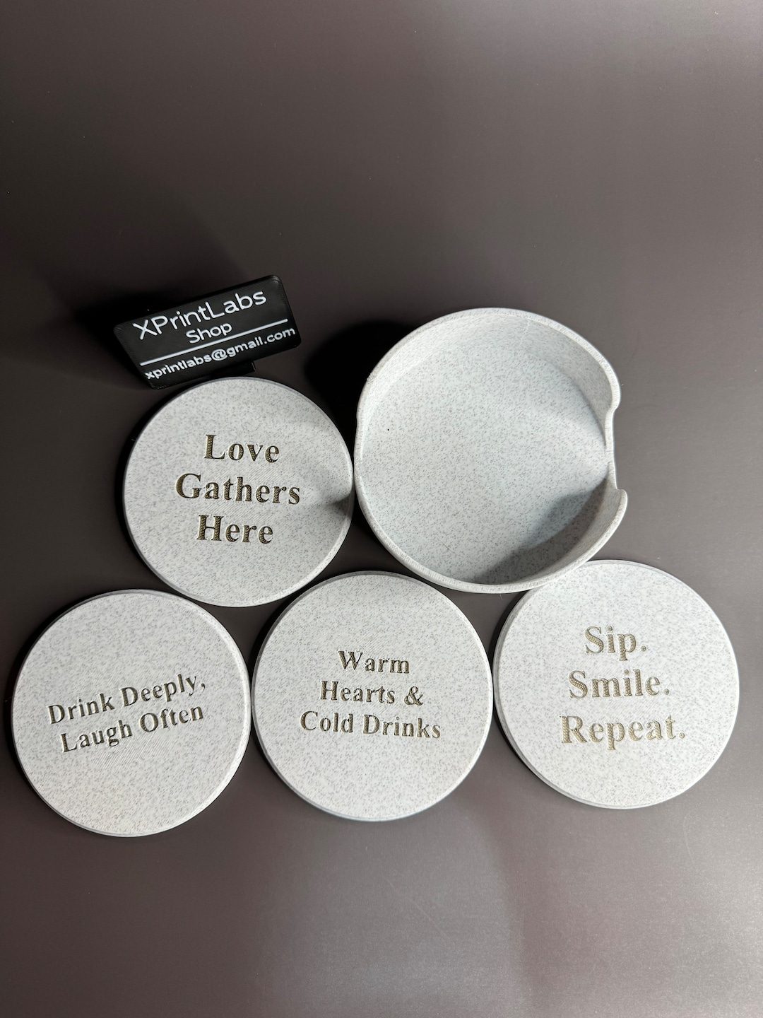 Custom 3D Printed Coasters With Personalized Text and Cork Feet Stylish ...