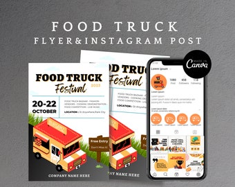 Food Truck Festival Canva Template - Etsy