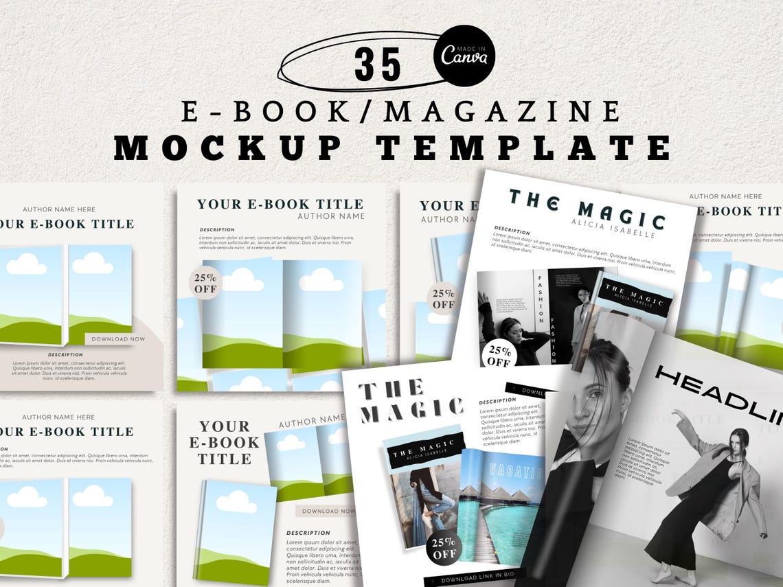 35 Ebook Mockup| Magazine Mockup| Book Mockup| Canva Mockup| Canva ...