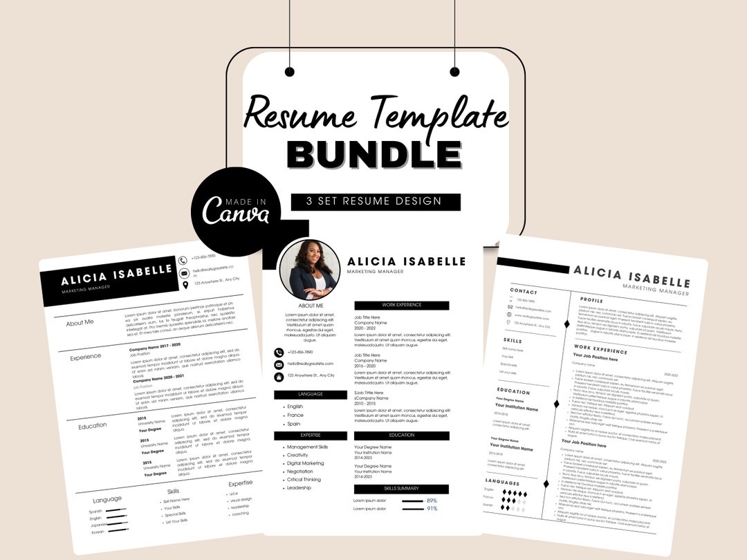 Resume Template Bundle Canva. Professional Resume Bundle. - Etsy