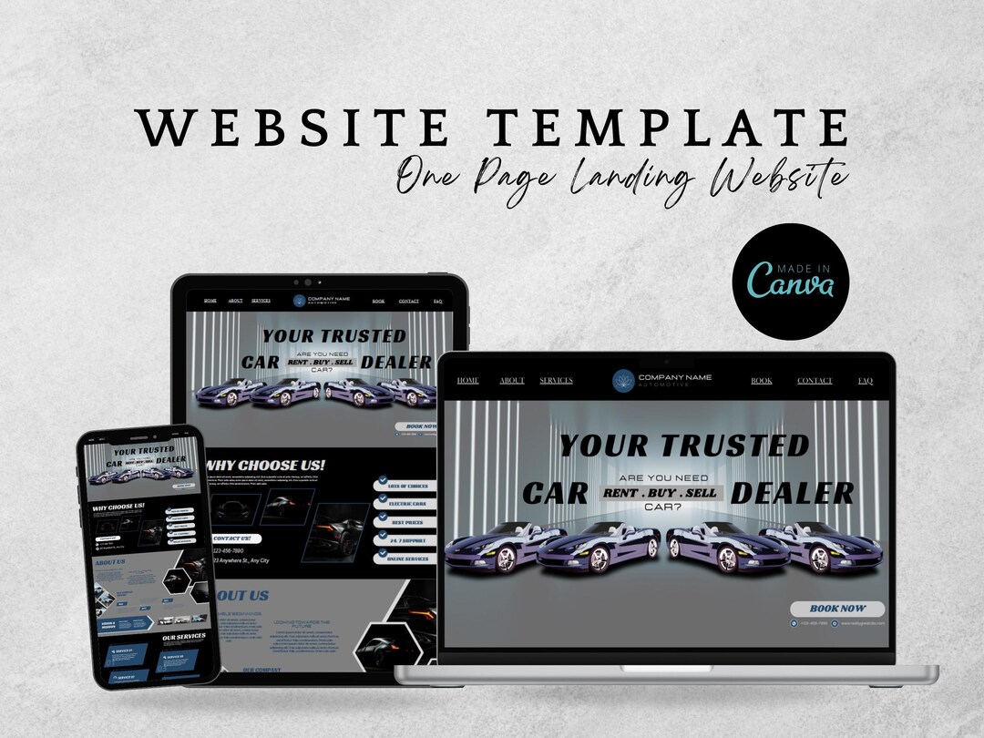 Car Sales Website, Car Dealer Canva Website Template, Automotive ...