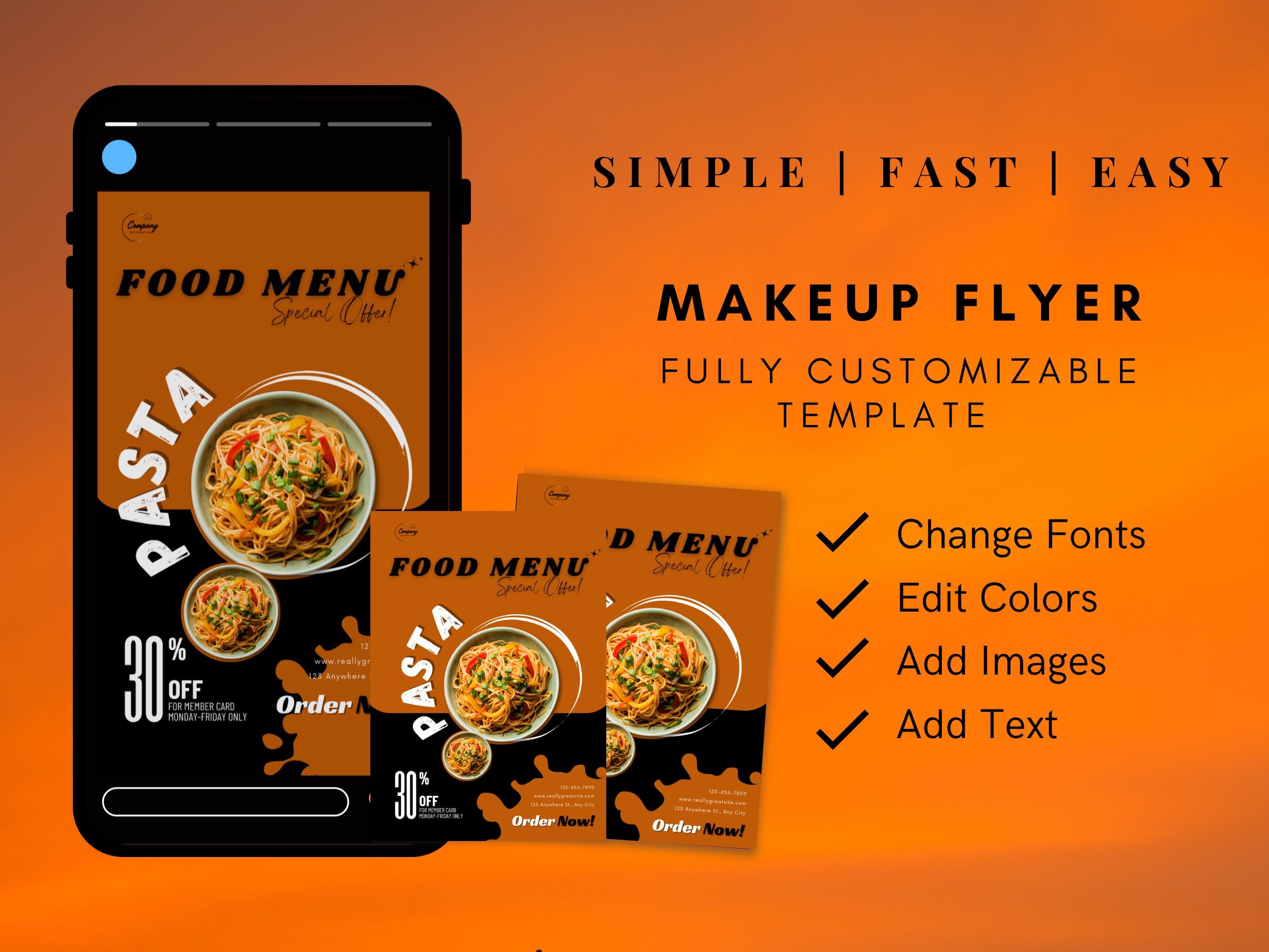 Editable Food Flyer, Flyer Menu, Food Truck Flyer, Food Festival Flyer ...