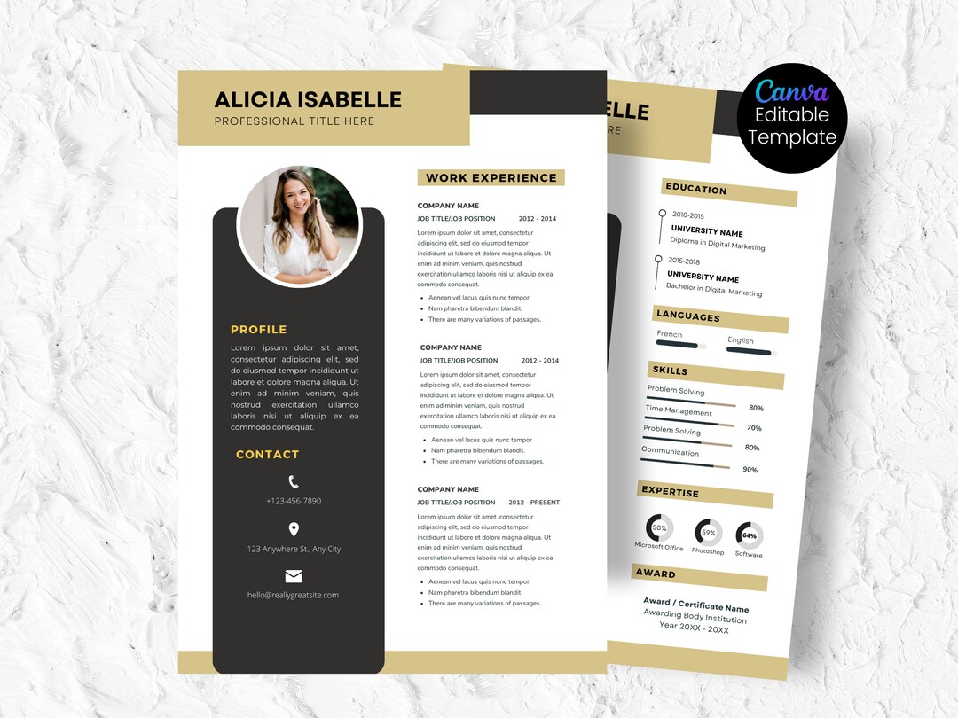 Professional Resume Template With Photo: Canva Editable (digital ...