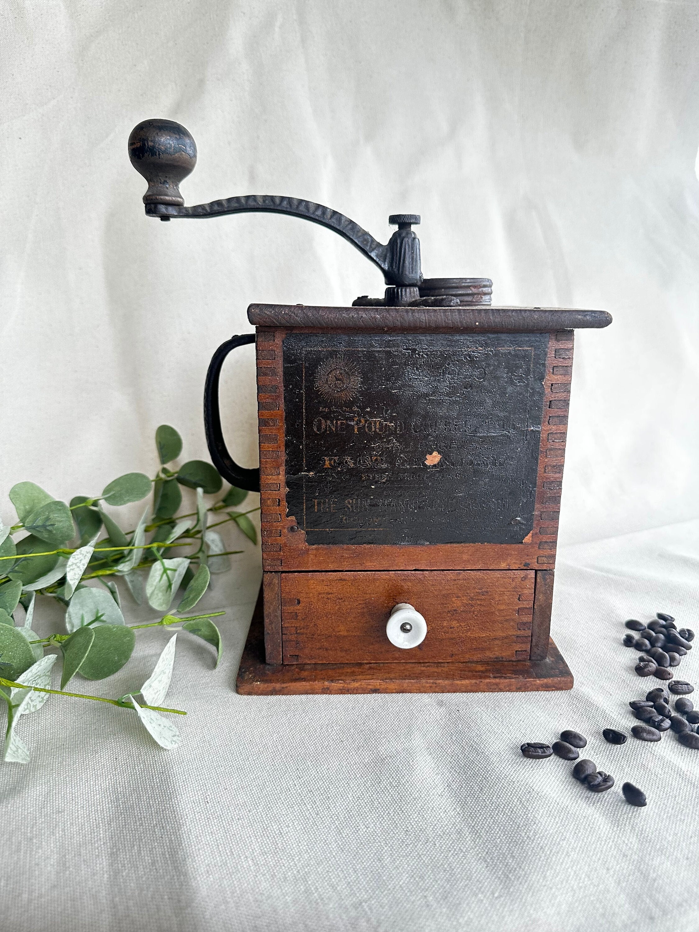 Antique Sun Manufacturing Wood Coffee Mill No. 1080-vintage Wooden ...
