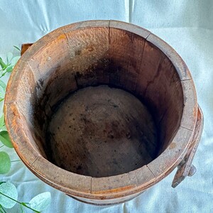 Antique Wooden Pail } Vintage Wood Basket } Likely Firkin } Swing Arm ...