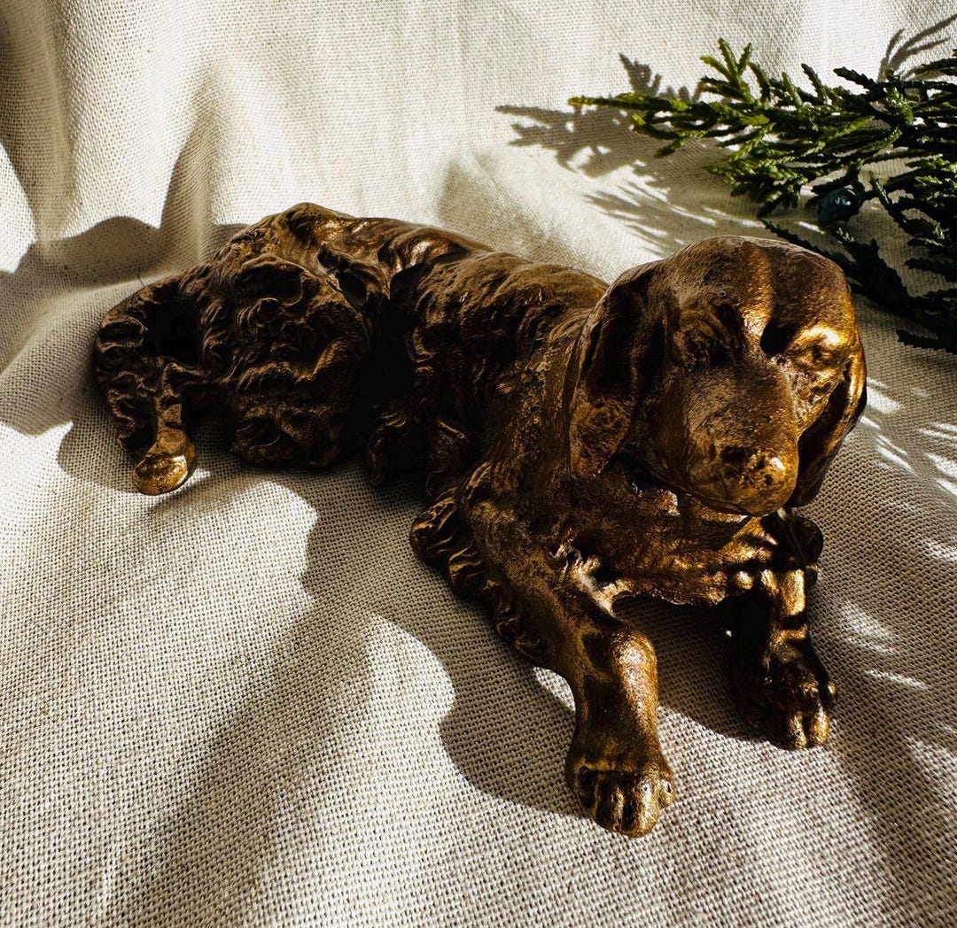 Vintage Cast Brass Cocker Spaniel Figurine Bronze Gold Colored Dog ...