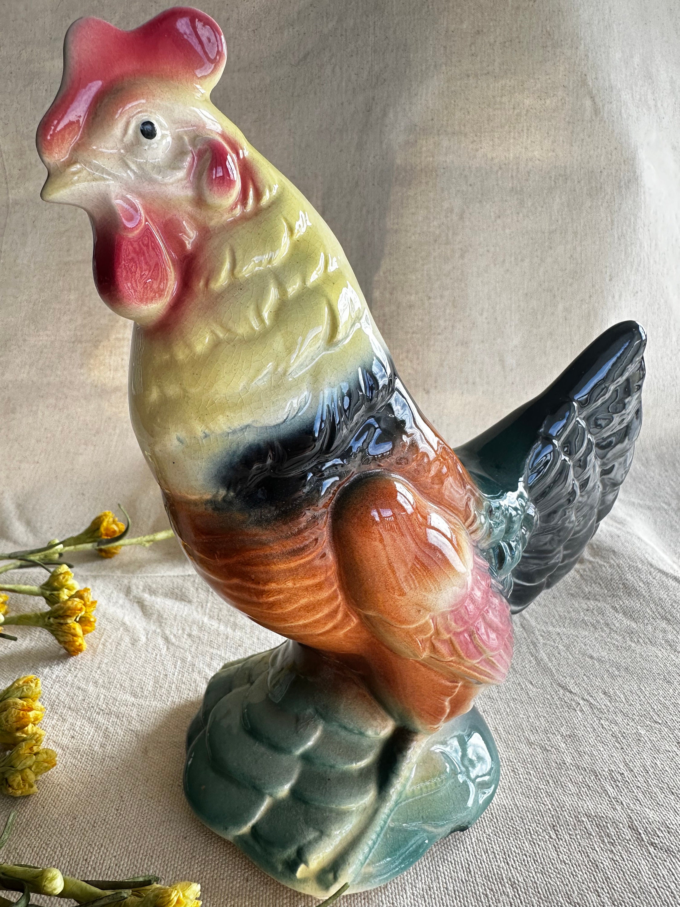 Royal Copley Rooster and Hen Planter-cobalt Tale-high Tail-antique ...