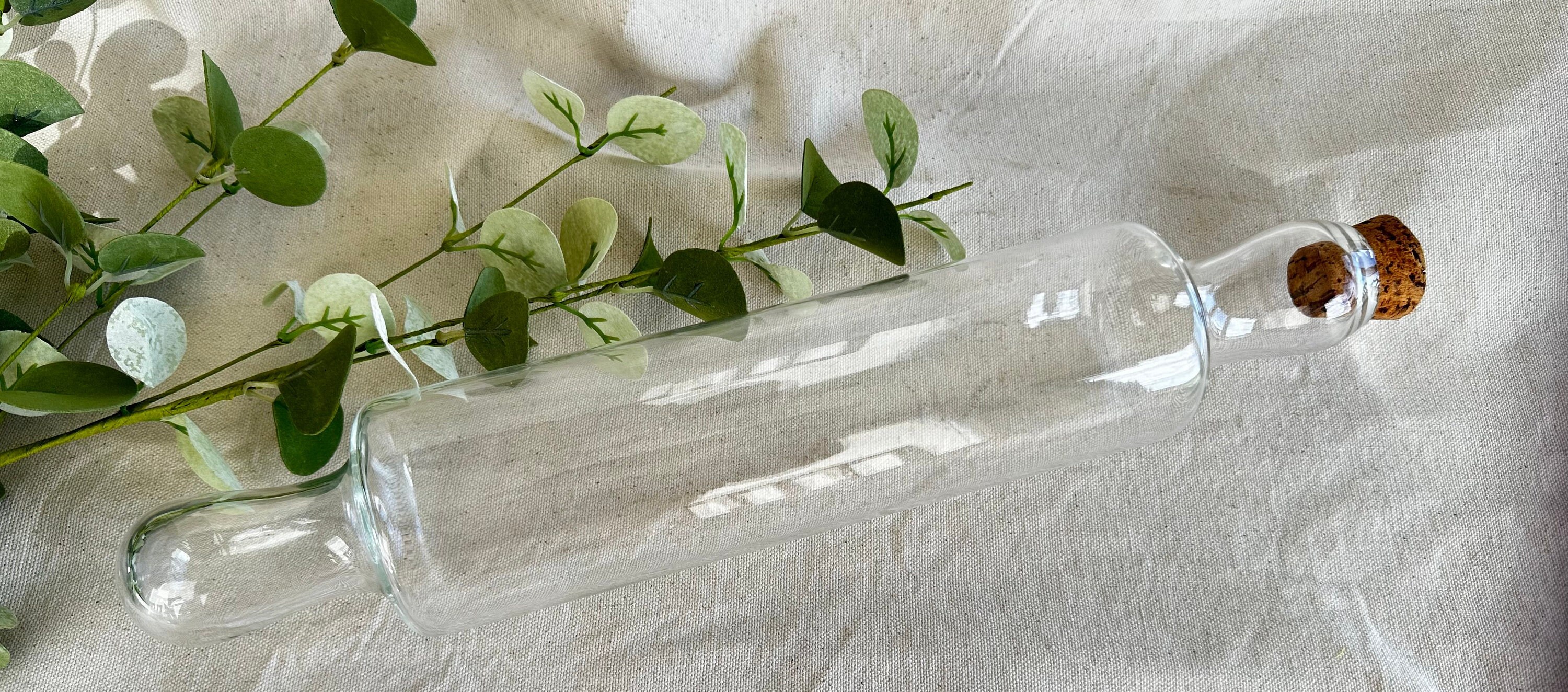 Vintage Glass Rolling Pin Clear Glass With Cork Farmhouse Decor Modern ...