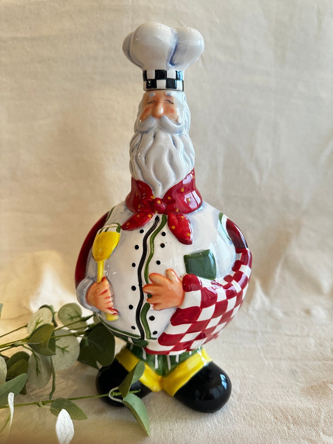 Ganz Santa Chef Decanter 11.5" Oil, Vinegar, or Wine Holder { Ceramic ...