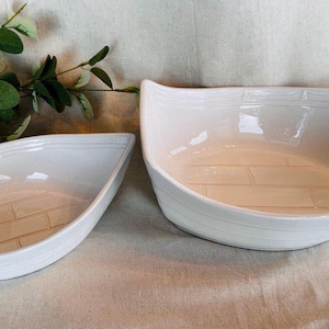 Set of 2 Nesting White Ceramic Boat Bowls } BCI Bretagne } Vintage ...