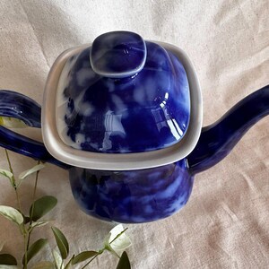 Vintage Flow Blue Teapot } Antique Blue White Teapot Coffee Pot } Long ...