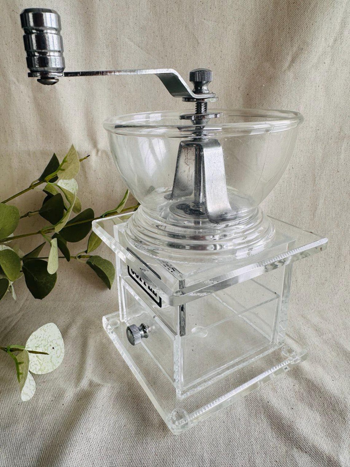 Vintage Clear Acrylic Manual Coffee Grinder } Unique Clear Coffee Burr ...